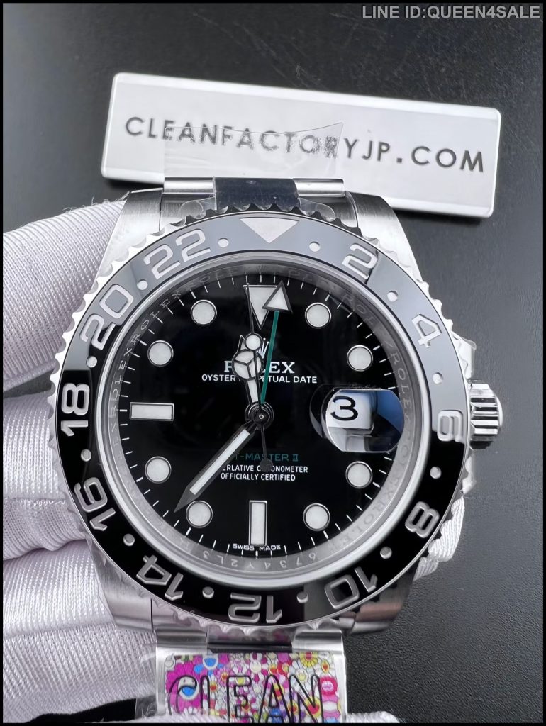 CLEANクリーン工場 ROLEXロレックスGMTマスター Ⅱ 116710LN 40mm黒ベゼル ブラック文字盤グリーン針 1:1精度 ...