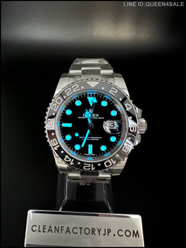 CLEANクリーン工場 ROLEXロレックスGMTマスター Ⅱ 116710LN 40mm黒ベゼル ブラック文字盤グリーン針 1:1精度 ...