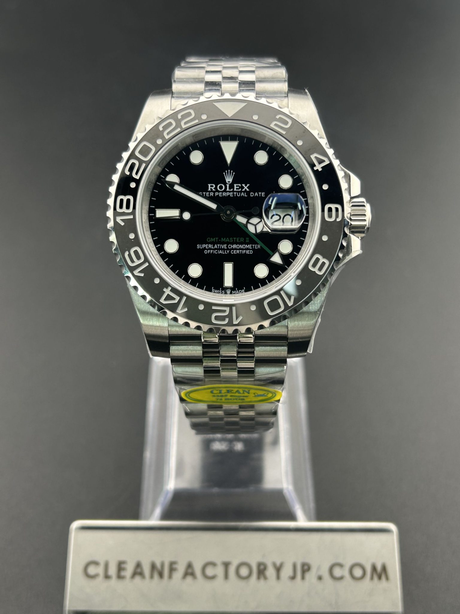 CLEANクリーン工場 ROLEXロレックスGMTマスター Ⅱ 126710GRNR 40mm ブラック/グレーベゼル グリーン針 ジュビリー ...